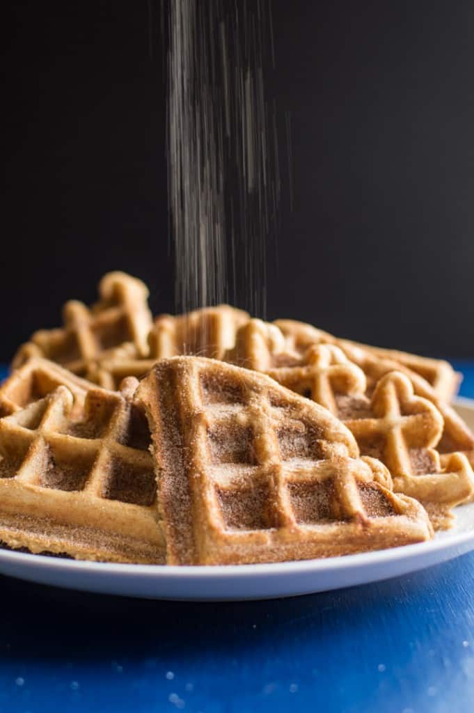 Churro Waffles with Cayenne Whipped Cream | Healthy Nibbles by Lisa Lin