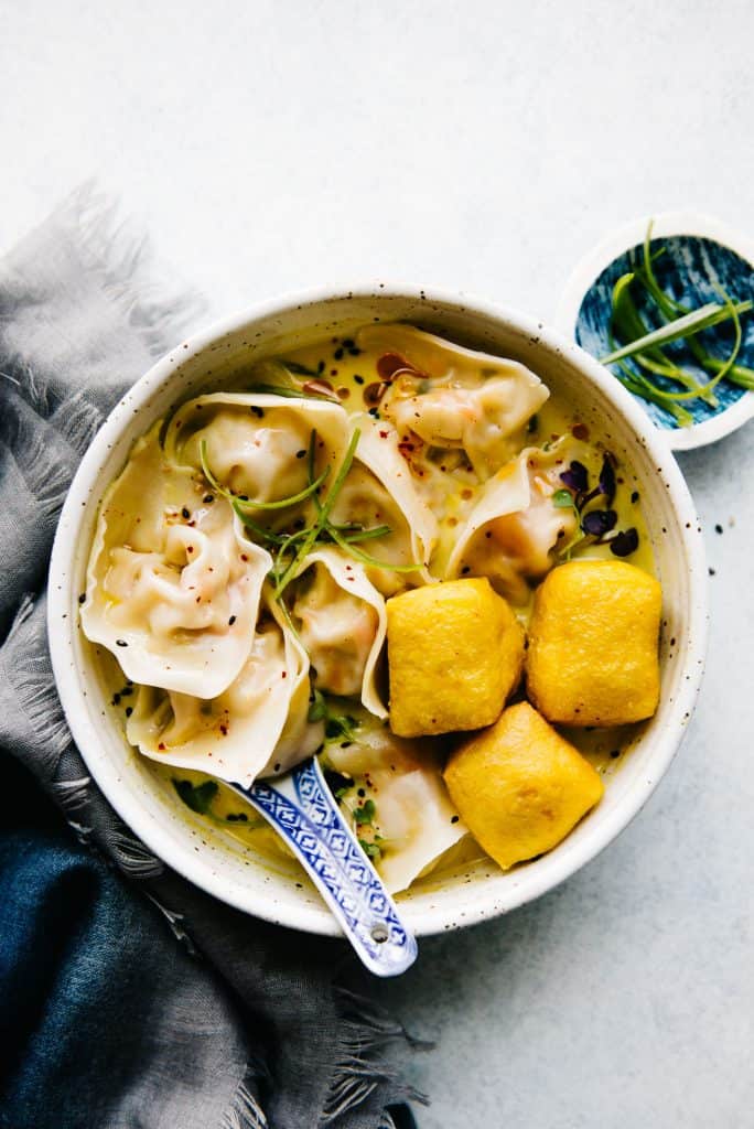 Tofu Wontons with Yellow Curry Broth | Healthy Nibbles by Lisa Lin by ...