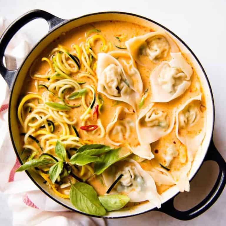 Red Curry Wonton Soup | Healthy Nibbles by Lisa Lin