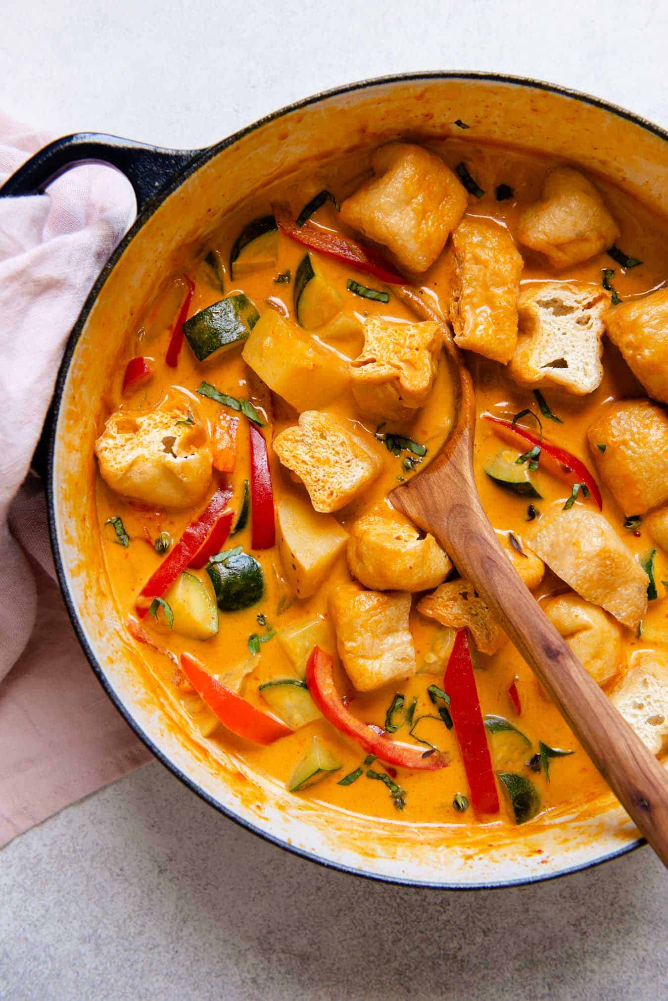 Red Curry Vegetables With Tofu Puffs Lisa Lin