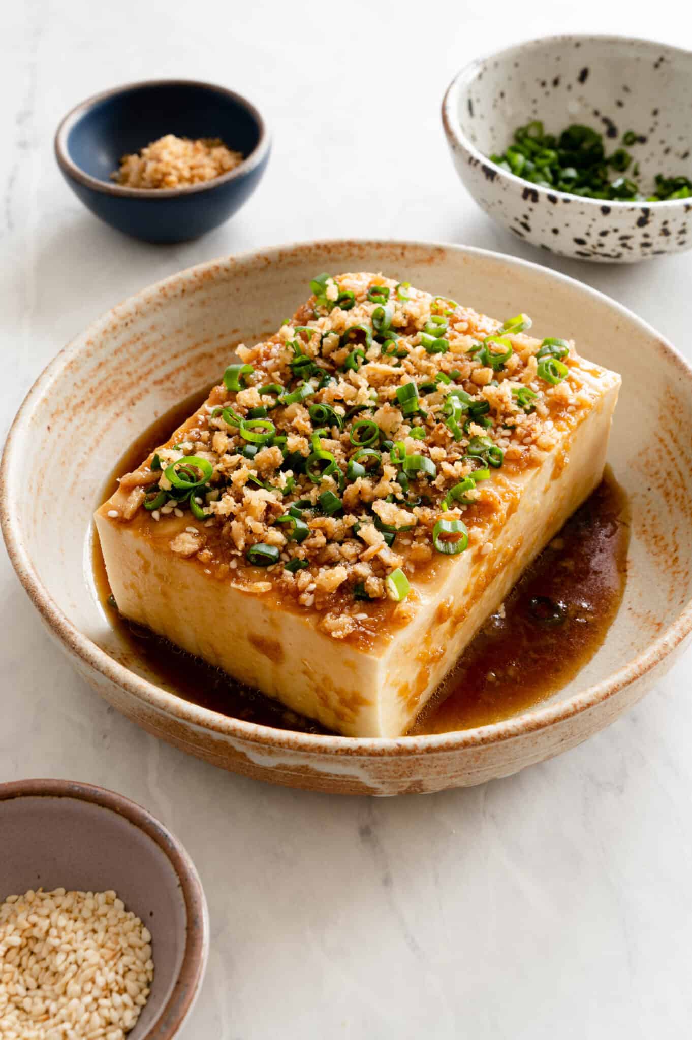 Cold Tofu with Tangy & Garlicky Sauce | Lisa Lin