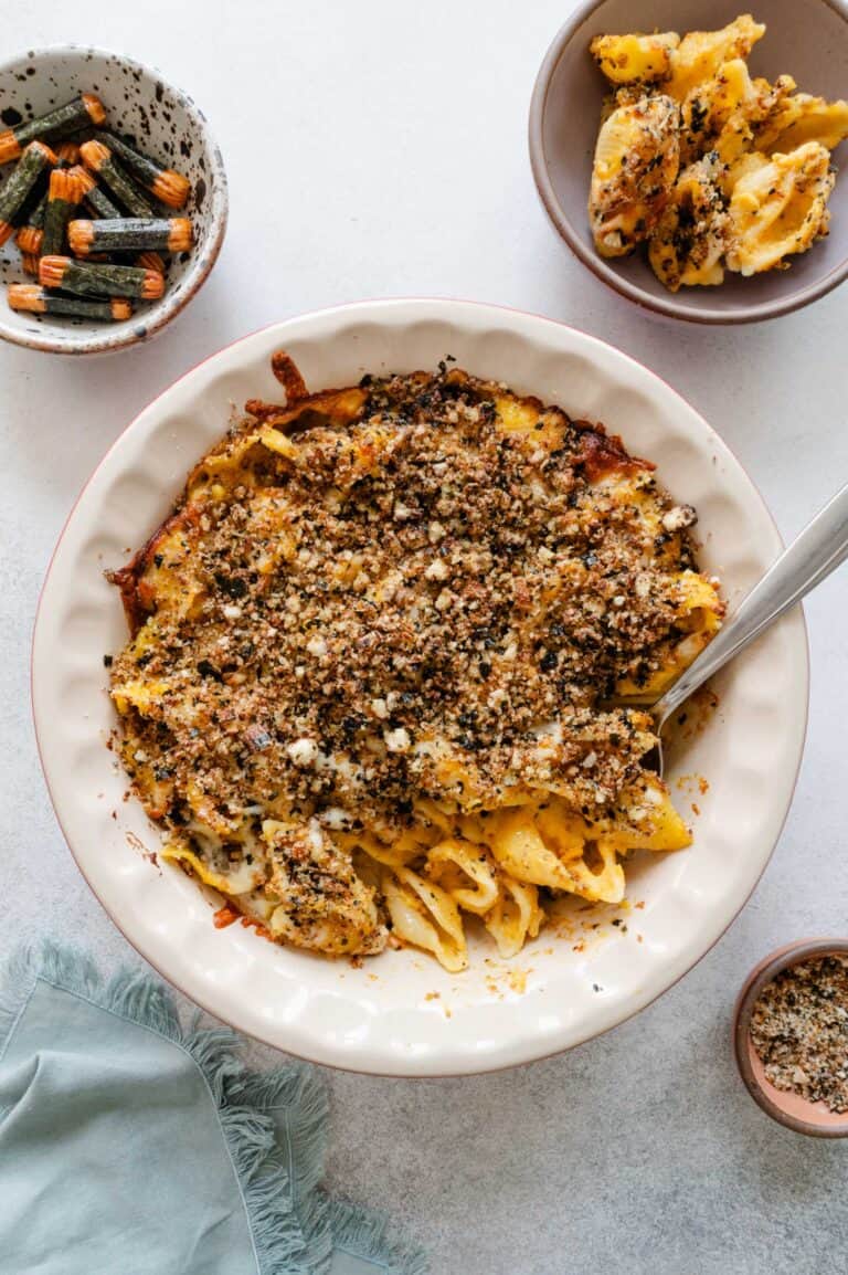 Butternut Squash Mac & Cheese with Rice Cracker Topping