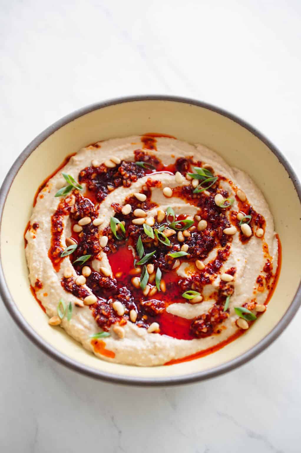 White Bean Dip with Chili Oil | Healthy Nibbles by Lisa Lin