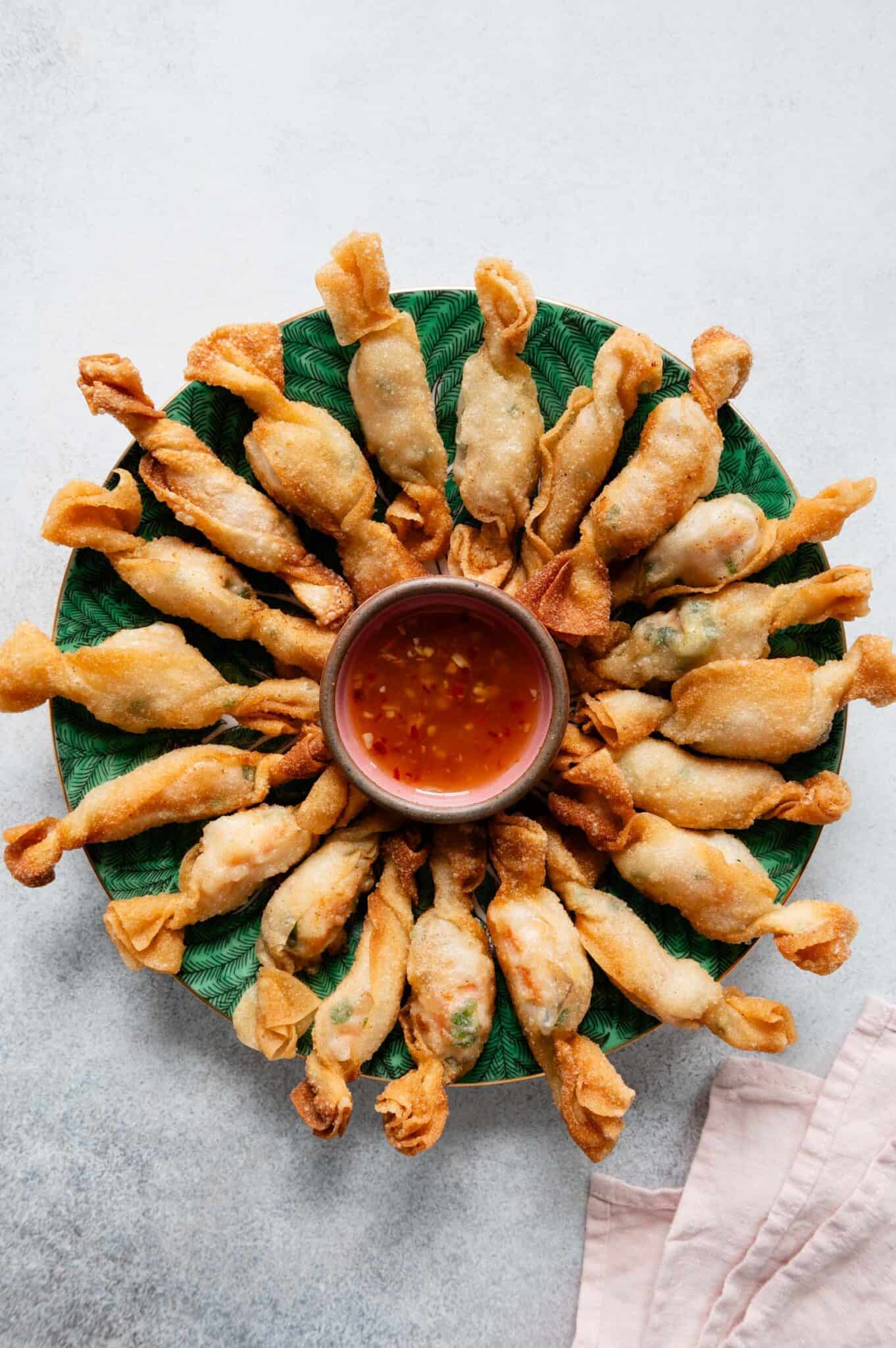 Fried Shrimp Wontons with Sweet Chili Sauce | Lisa Lin