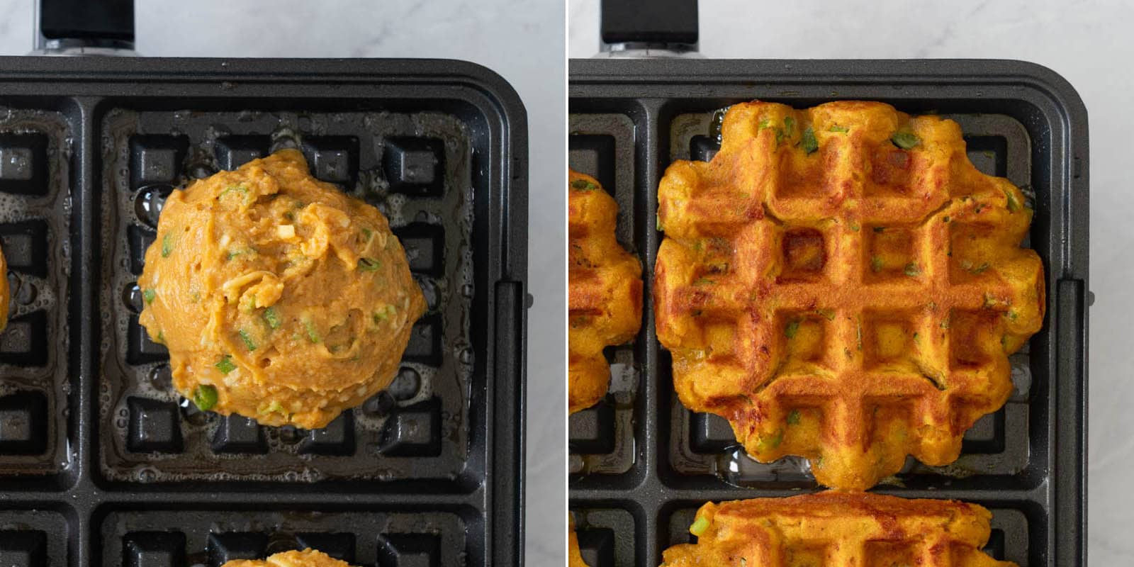 Savory Curry Pumpkin Waffles (Mochi Waffles)