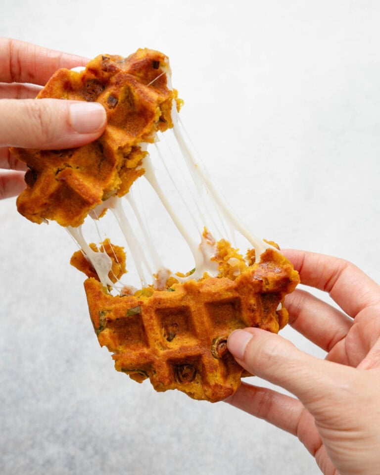 Savory Curry Pumpkin Waffles (Mochi Waffles)