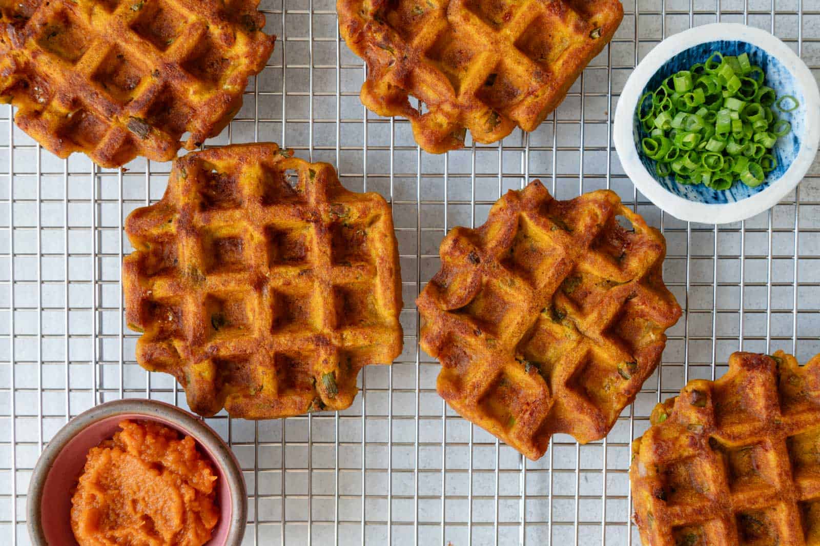 Savory Curry Pumpkin Waffles (Mochi Waffles)